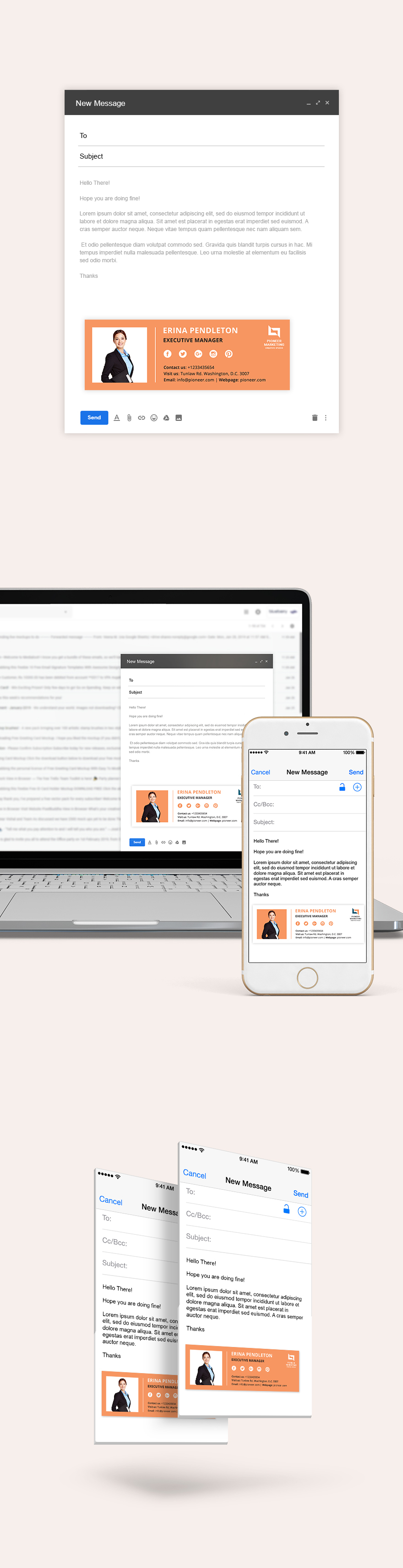 Marketing Manager Email Signature Template - HTML5, Outlook, PSD ...