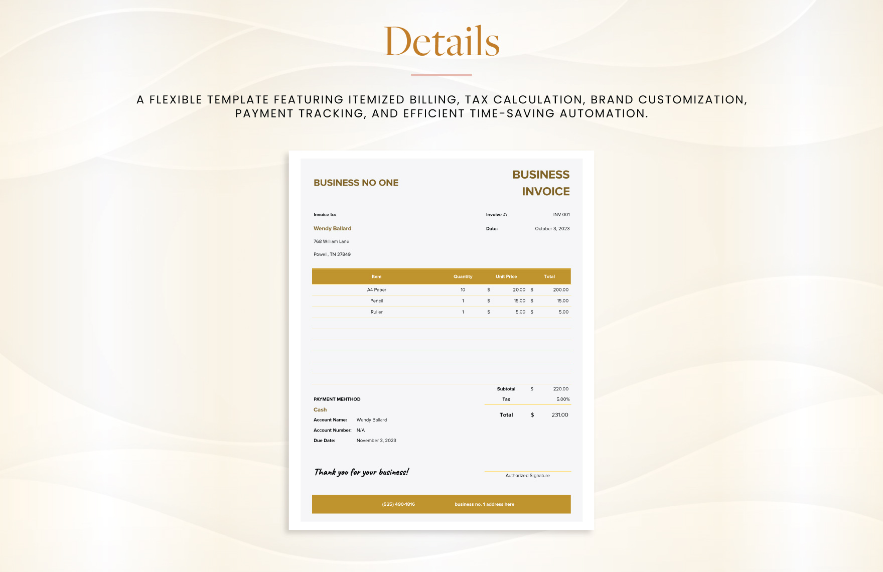 Business Invoice Template - Download in Excel, Google Sheets | Template.net