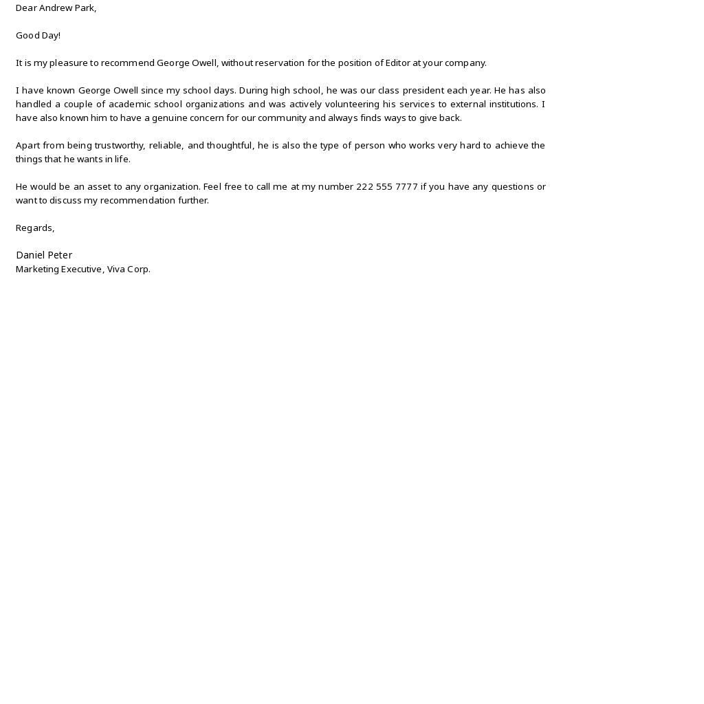 Rental Reference Letter from Friend Template - Google Docs, Word ...