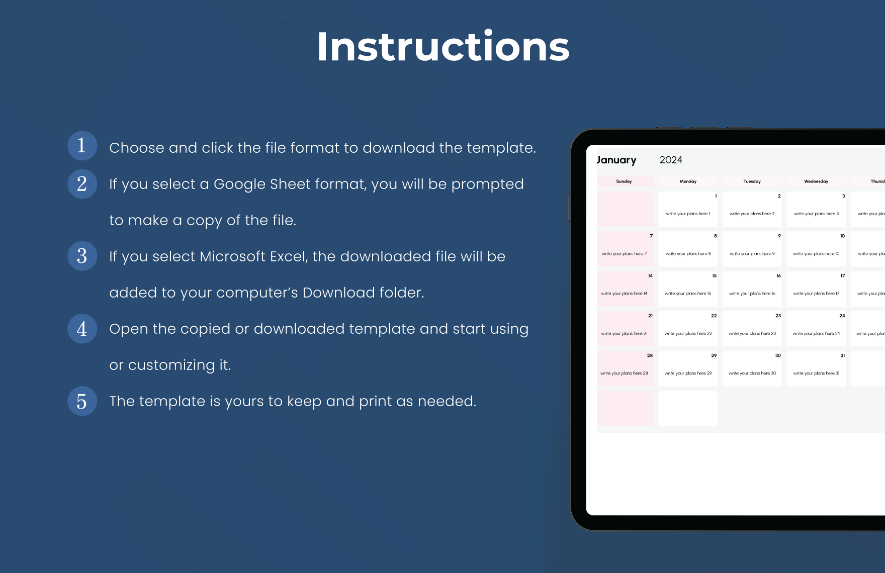 Free Days of a Month Calendar Template - Download in Excel, Google ...