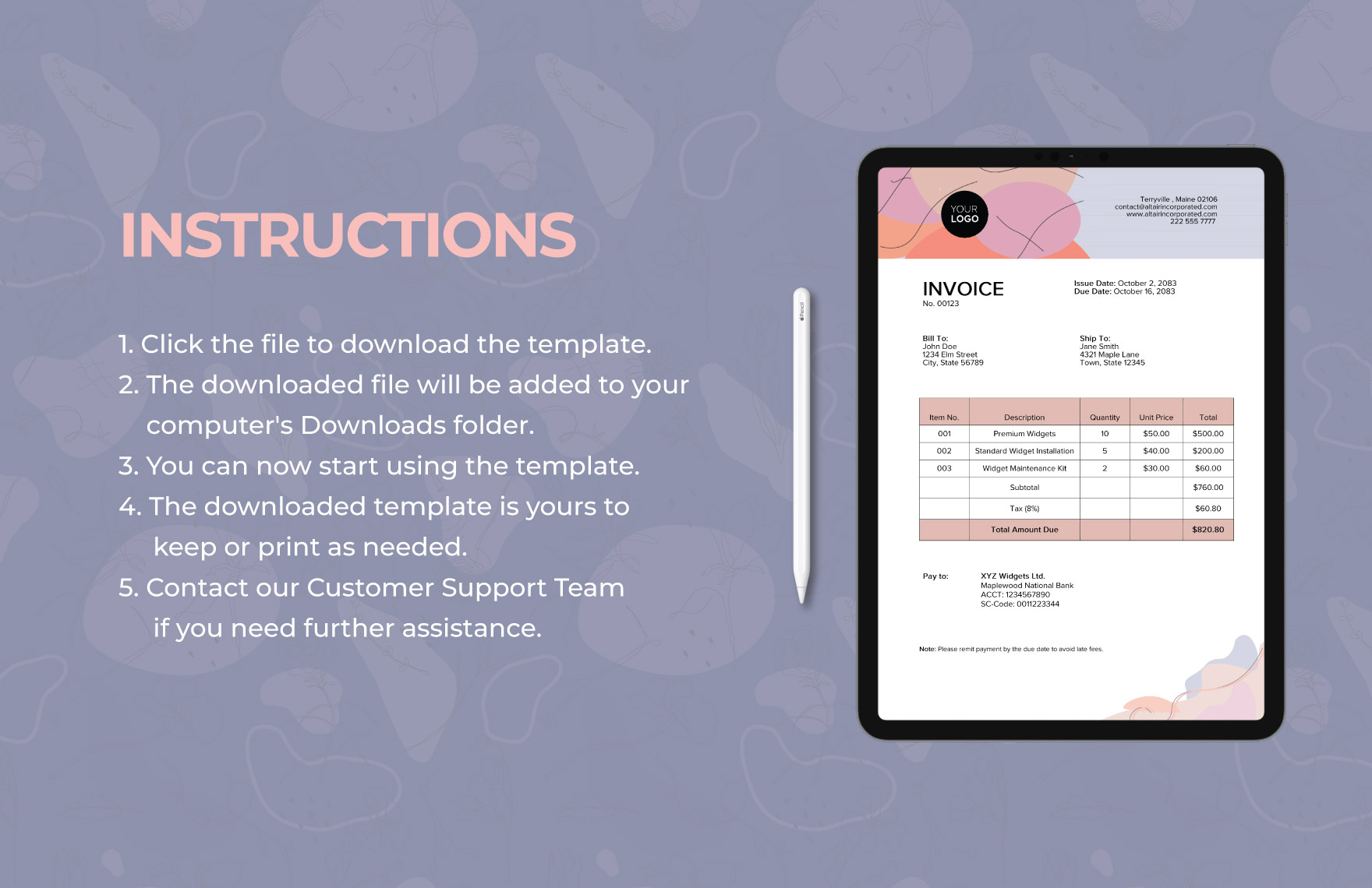 Aesthetic Invoice Design Template in MS Word - Download