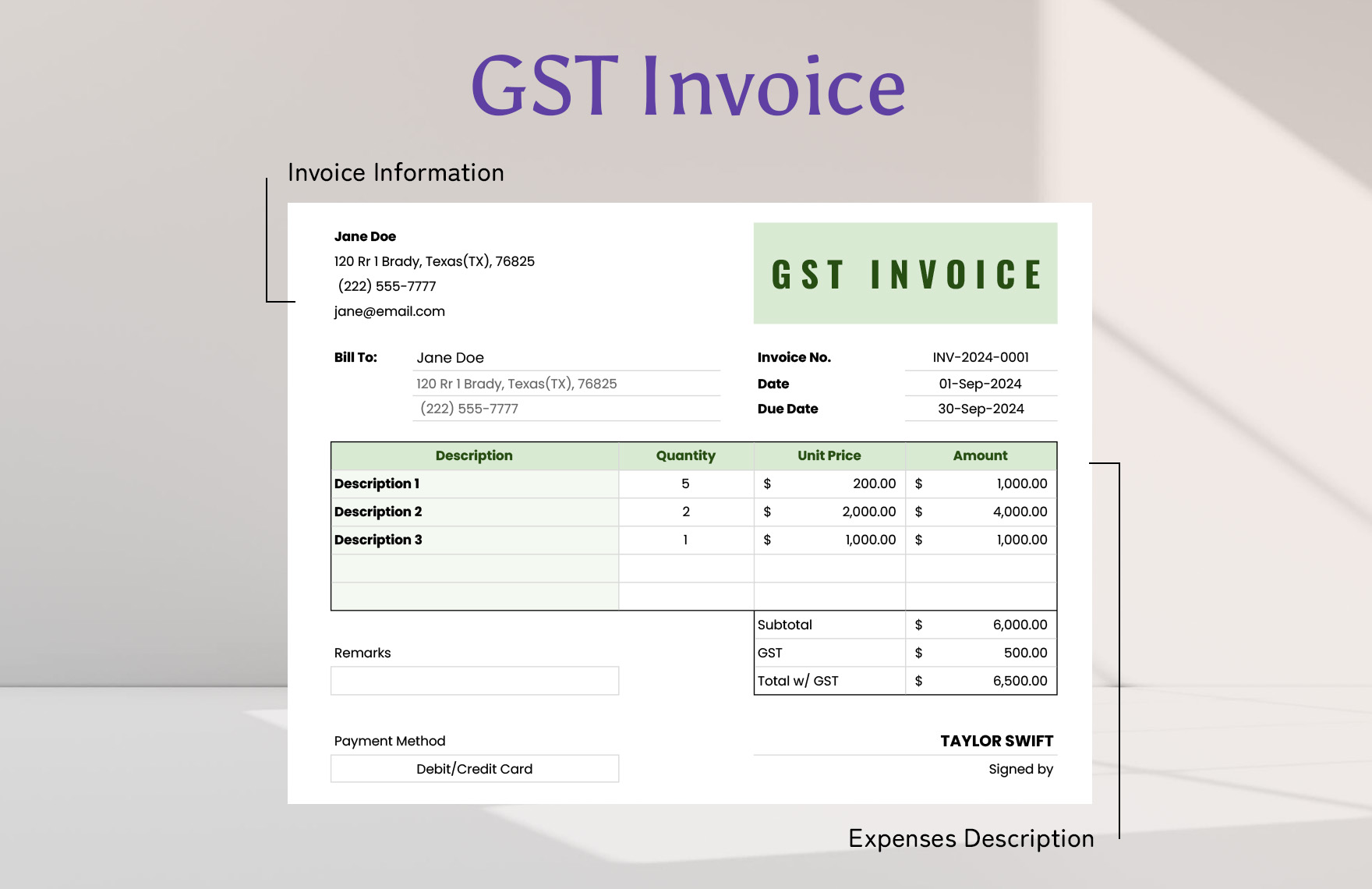 GST Invoice Template In Google Sheets Excel Download Template