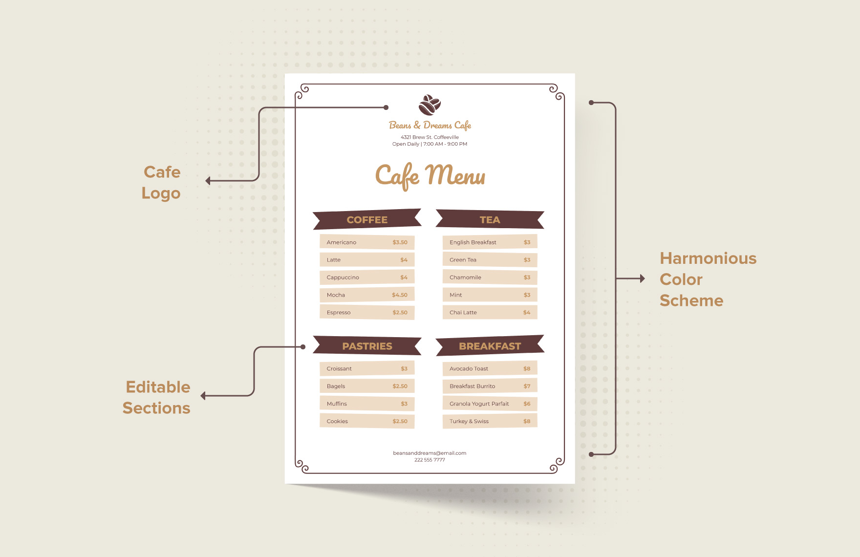 Cafe Menu Template - Download in Word, PSD, Apple Pages | Template.net