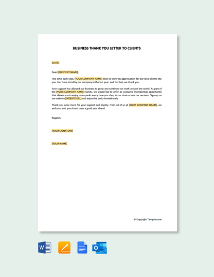Closing Business Letter to Clients Template - Google Docs, Word, Apple ...