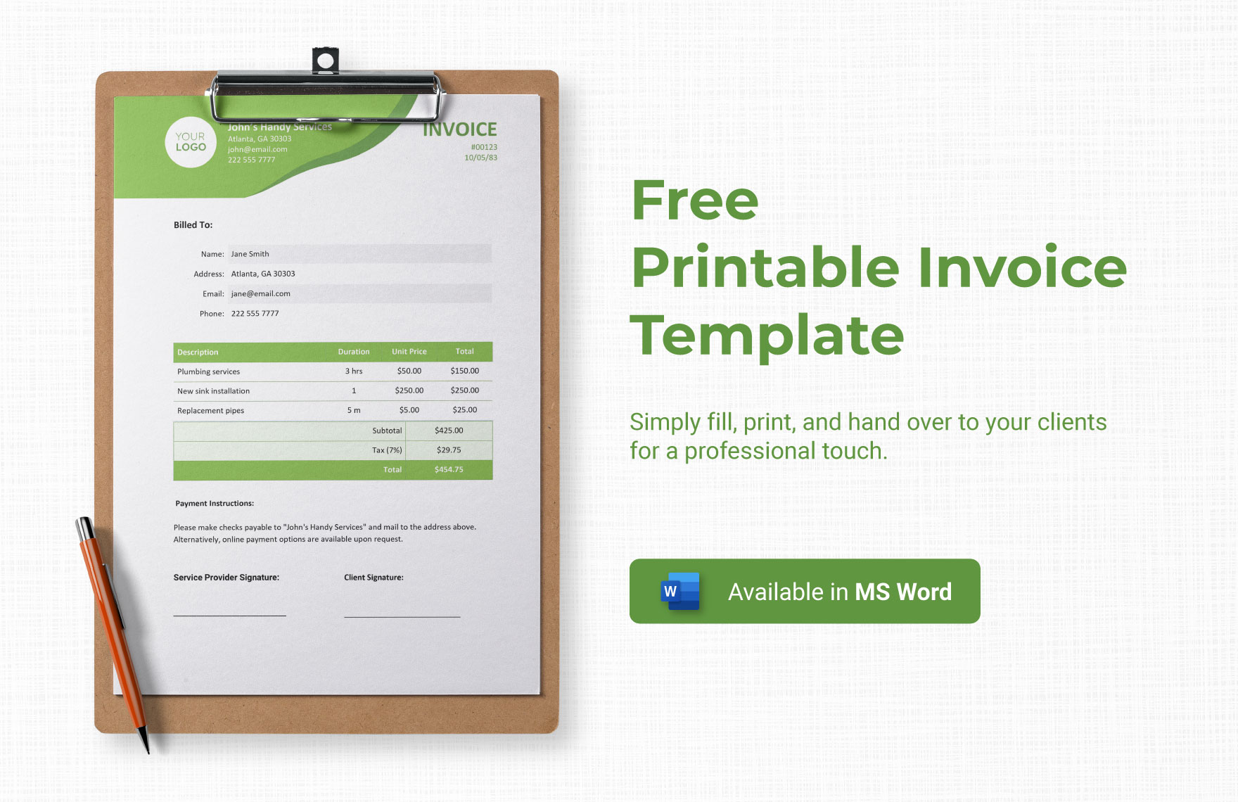 Free Printable Invoice Template - Download in Word | Template.net
