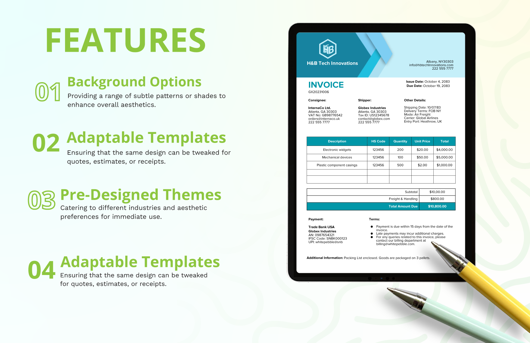 Free Commercial Invoice Template - Download in Word | Template.net
