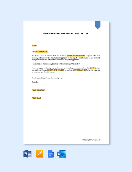 Free Simple Appointment Letter For Employee Template - Google Docs ...