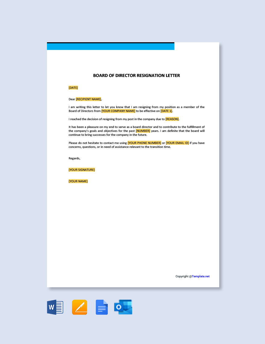 Board Resignation Letter Microsoft Word Free Download Template 