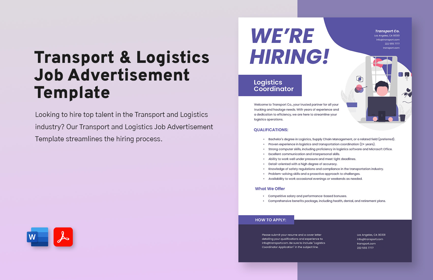 Transport And Logistics Job Advertisement Template In Word PDF Transport And Logistics Job Advertisement Template In Word PDF