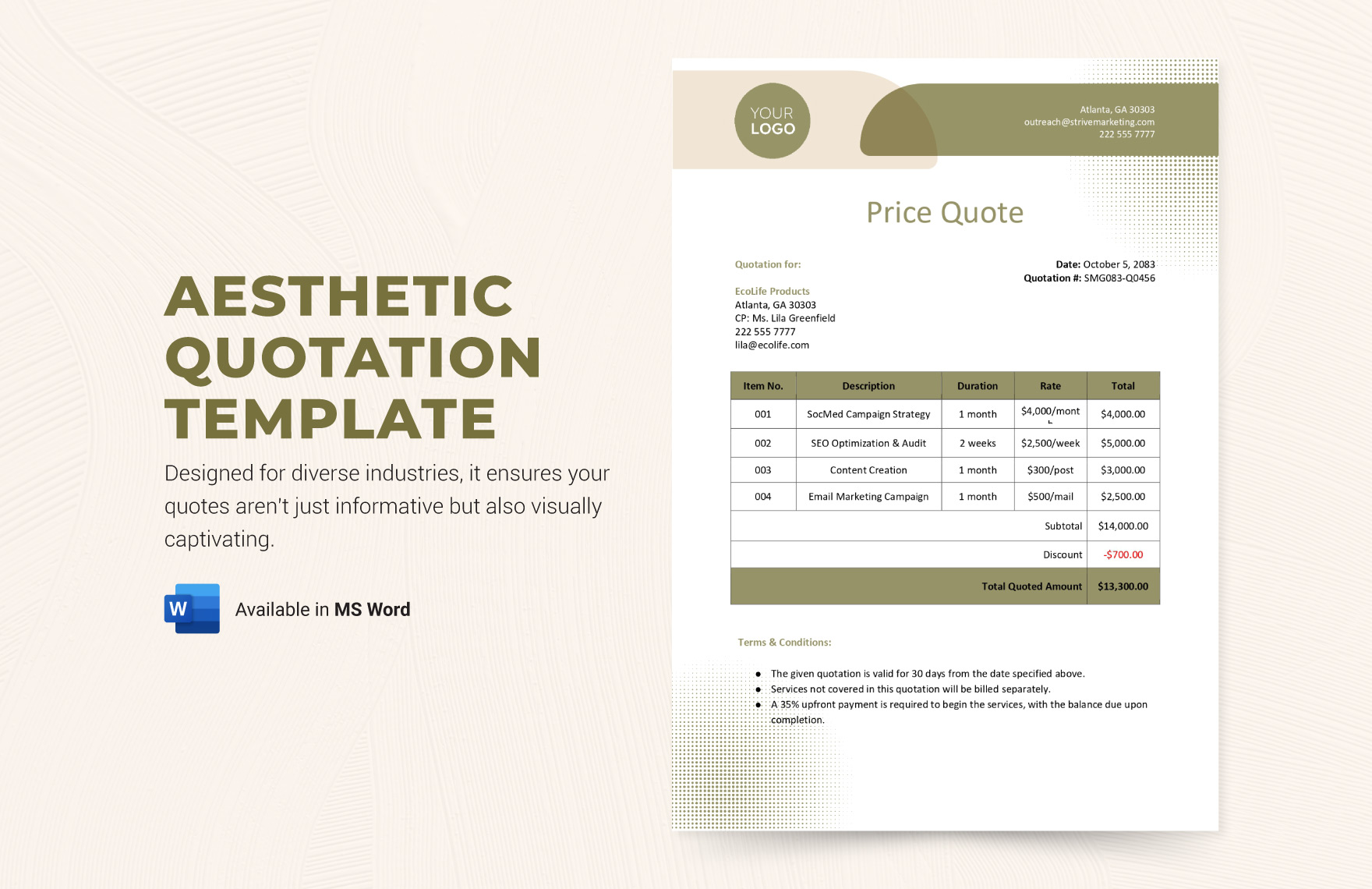 Interior Design Quotation Template - Download in Word, Google Docs ...