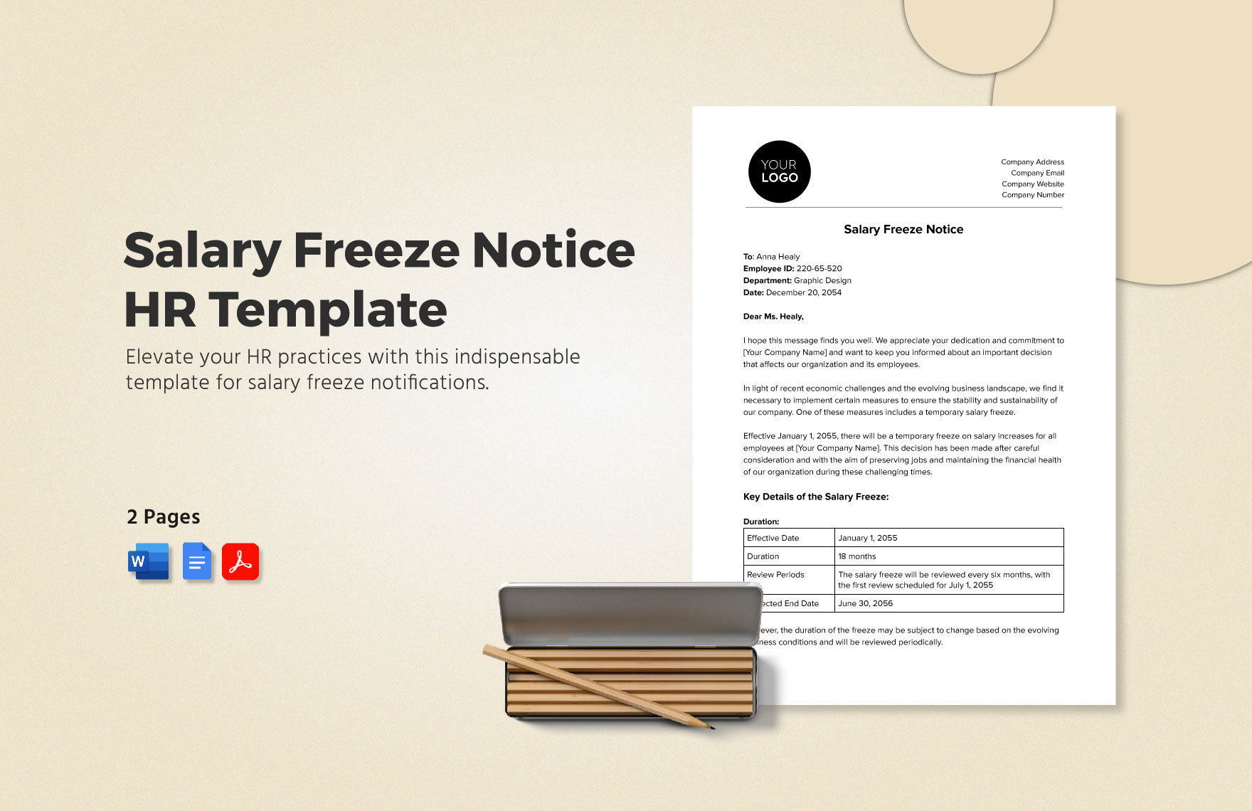 Salary Freeze Notice HR Template - Download in Word, Google Docs, PDF ...