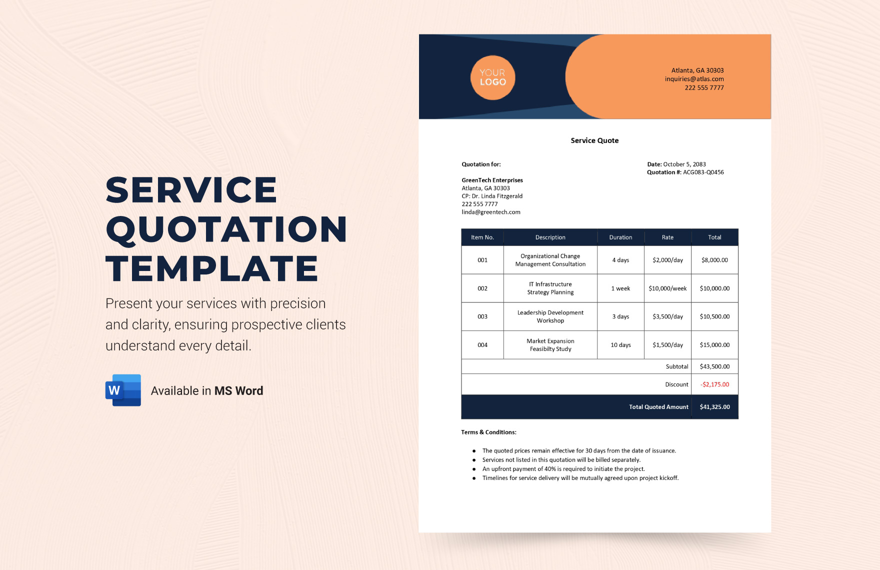 FREE Quotation Template - Download in Word, Google Docs, Excel, PDF ...