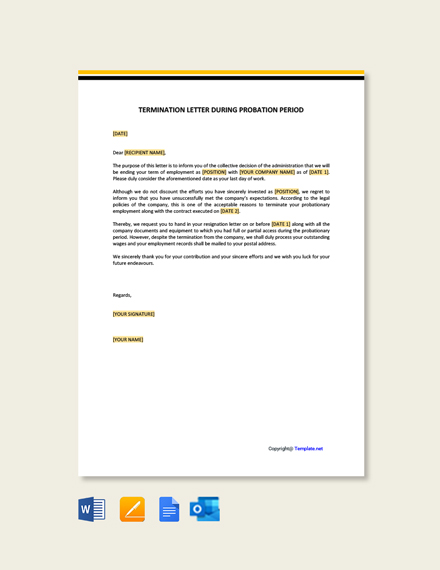 FREE Probation Termination Letter Template - Word | Google Docs | Apple ...