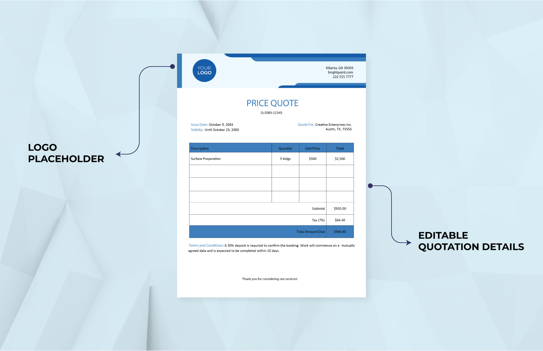 Free Work Quotation Template - Download in Word | Template.net