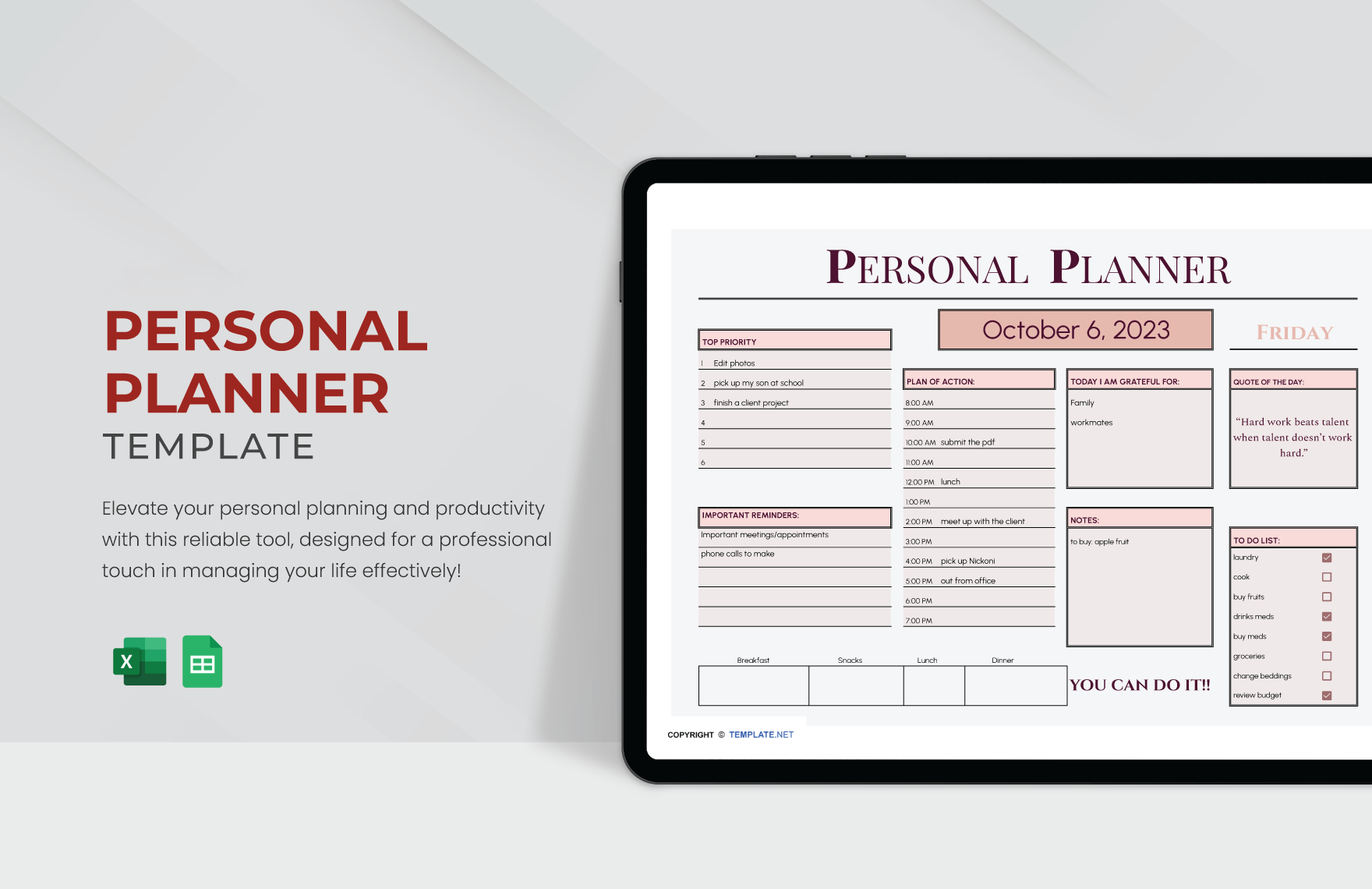 Editable Personal Planner Templates In Excel To Download Editable Personal Planner Templates In Excel To Download