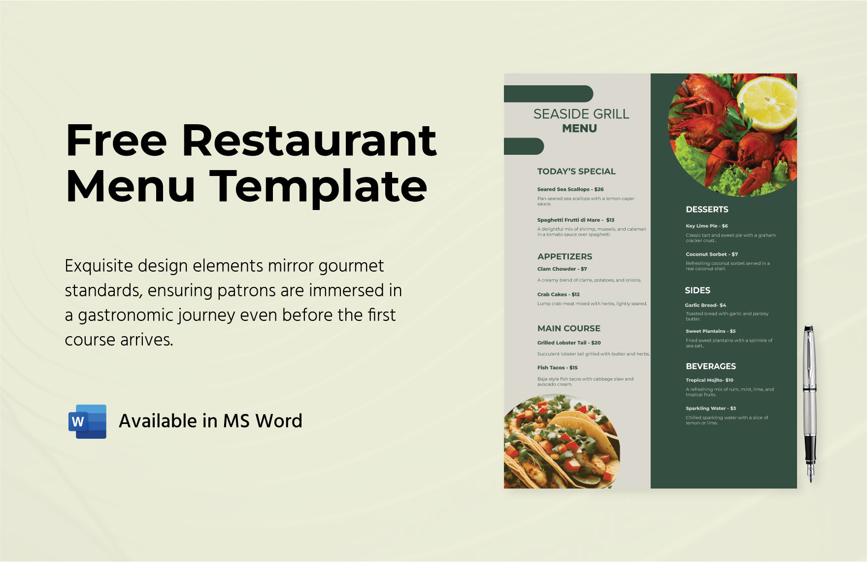 Free Restaurant Menu Template - Download in Word | Template.net