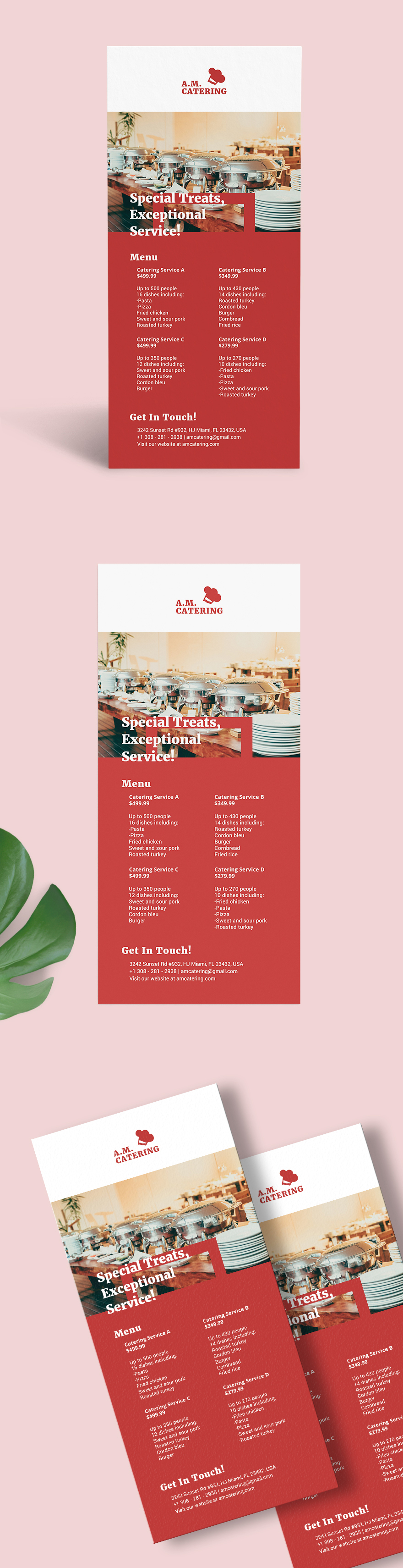 Catering Menu Rack Card Template - Illustrator, Word, Apple Pages, PSD ...