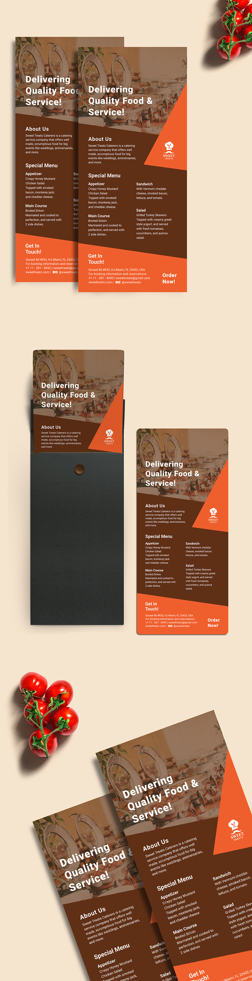 Catering Menu Rack Card Template - Illustrator, Word, Apple Pages, PSD ...