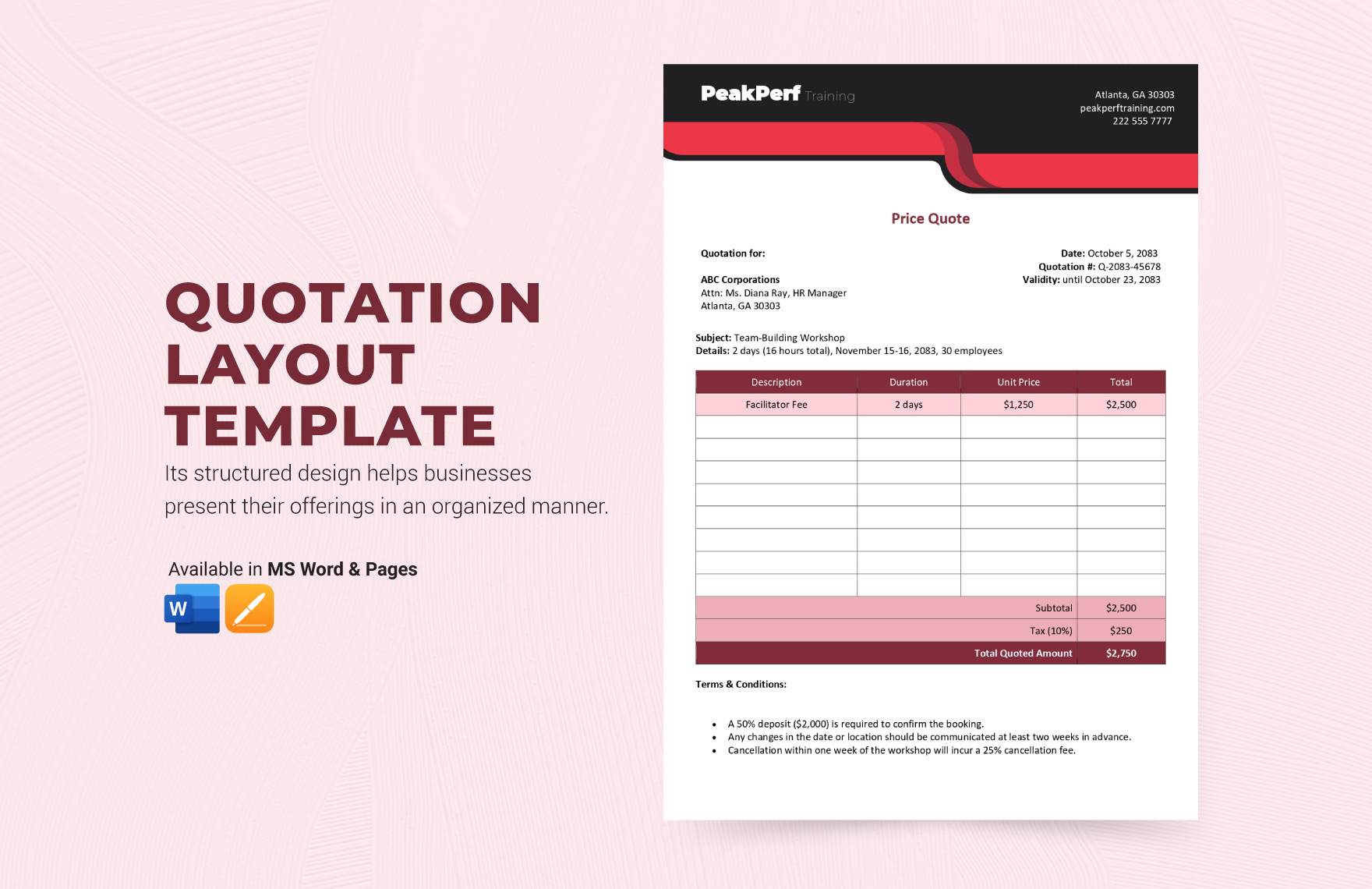 Free Tours and Travel Quotation Template - Download in Word, Google ...