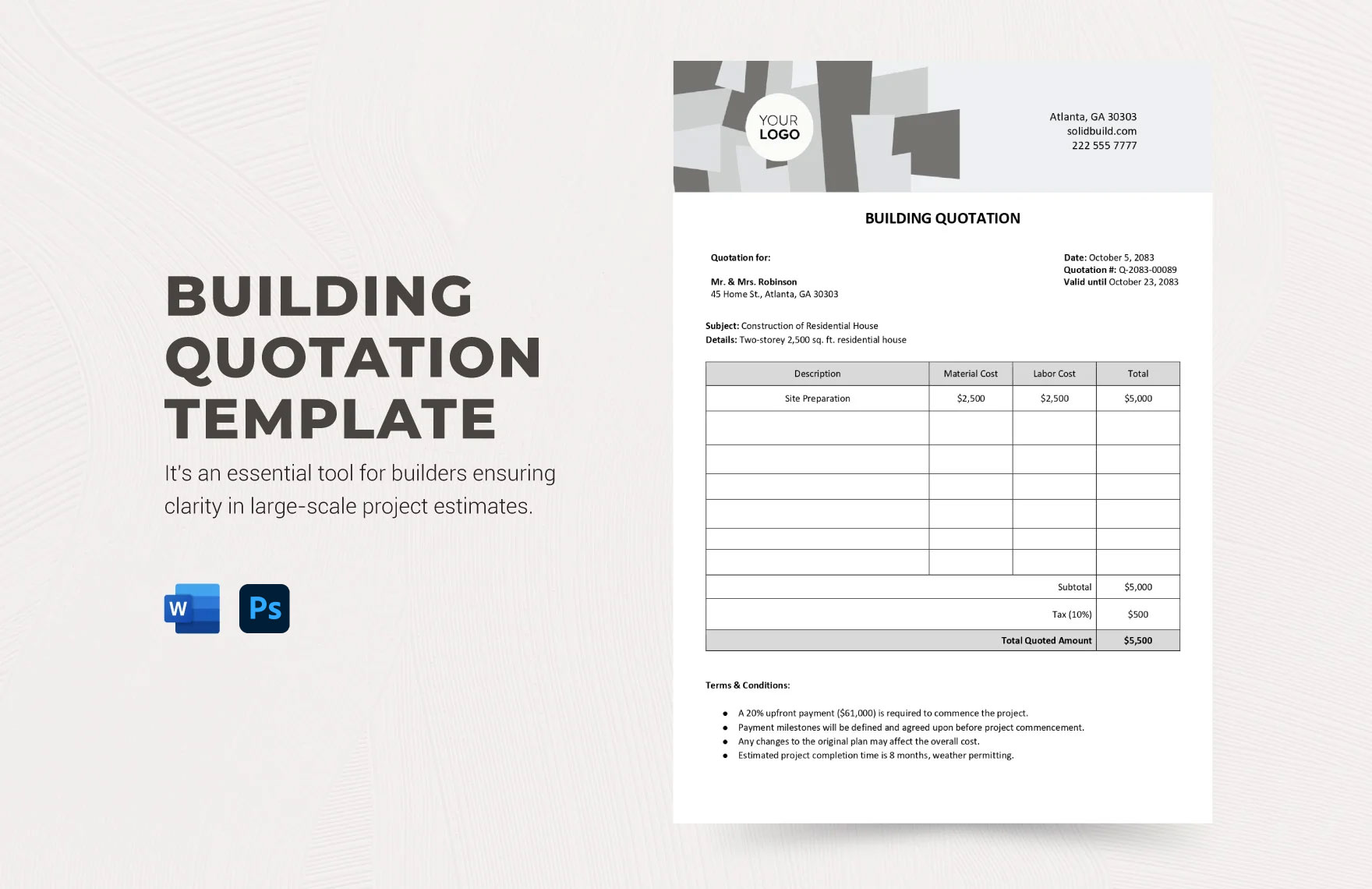 Free Quotation Table Template - Download in Word, Google Docs ...