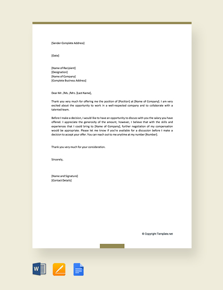 Counter Offer Email Template Negotiation Email Sample HQ Printable 