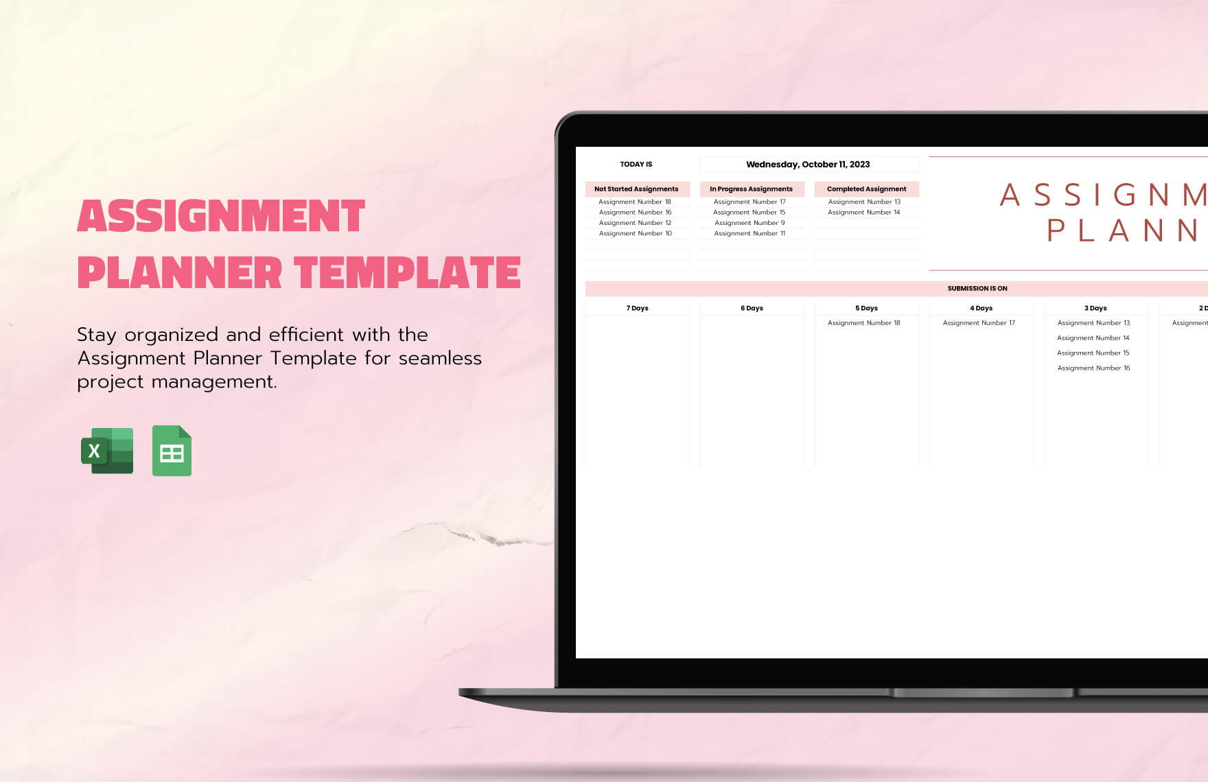 Assignment Planner Template Download In Excel Google Sheets 