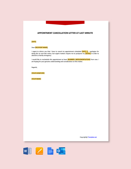 Cancellation Of Appointment Letter Template Google Docs Word 