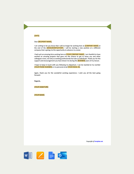 Free Goodbye Letter To Colleagues Template
