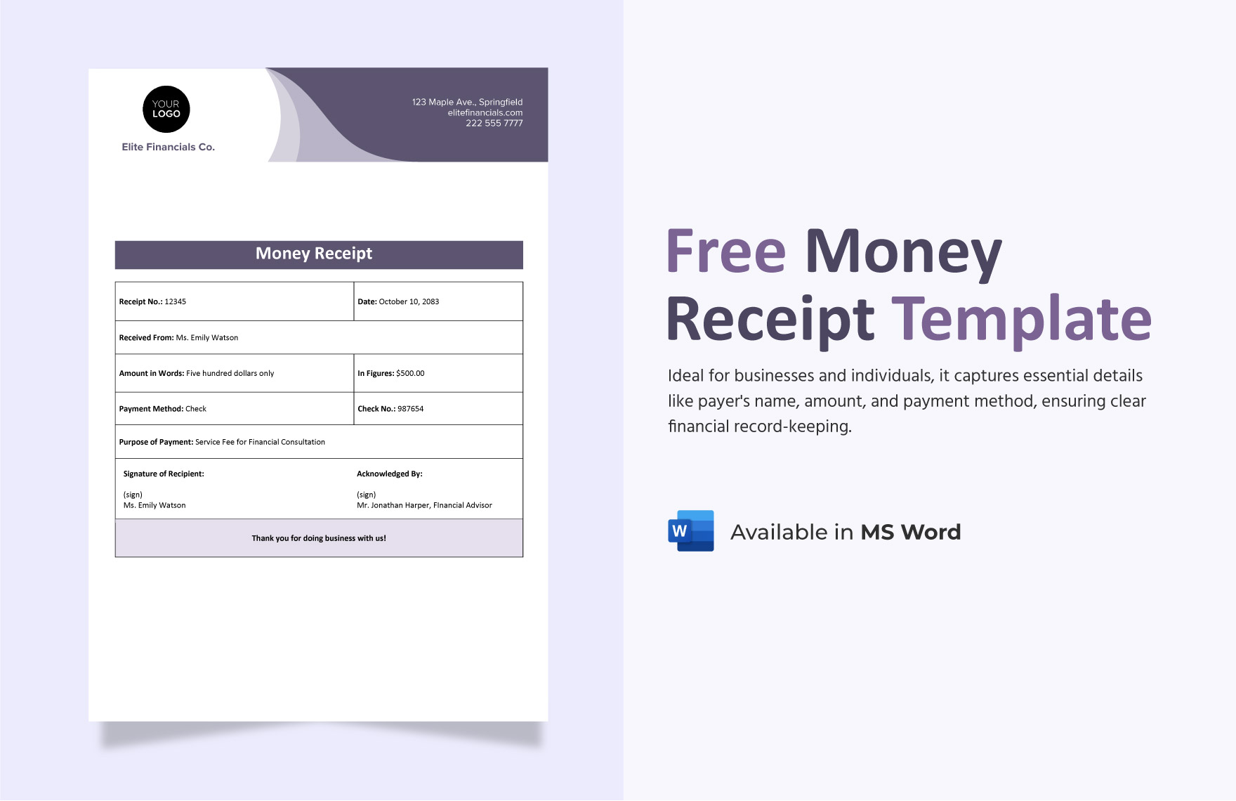 Free Money Receipt Template - Download in PNG, JPG | Template.net