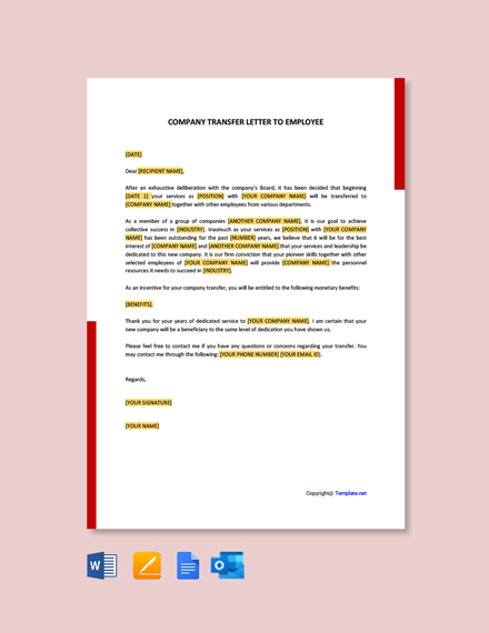 Free Employee Transfer Letter Inter Company Template - Google Docs ...