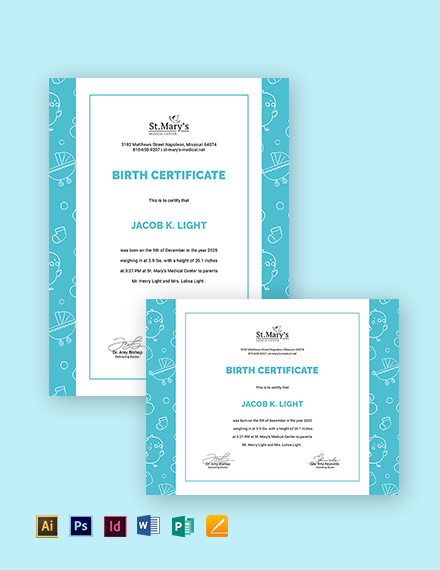 Baby Certificate Template - 11+ Free PDF, PSD, Vector Format Download
