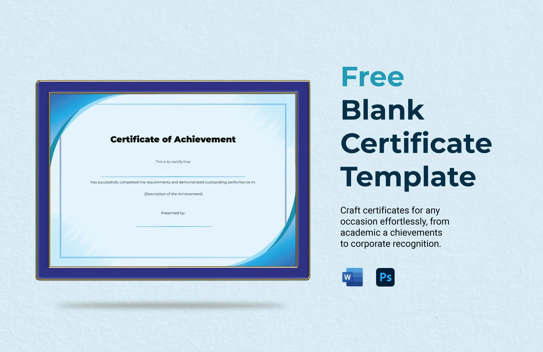 Free Blank Training Certificate Template - Download in Word, Google ...