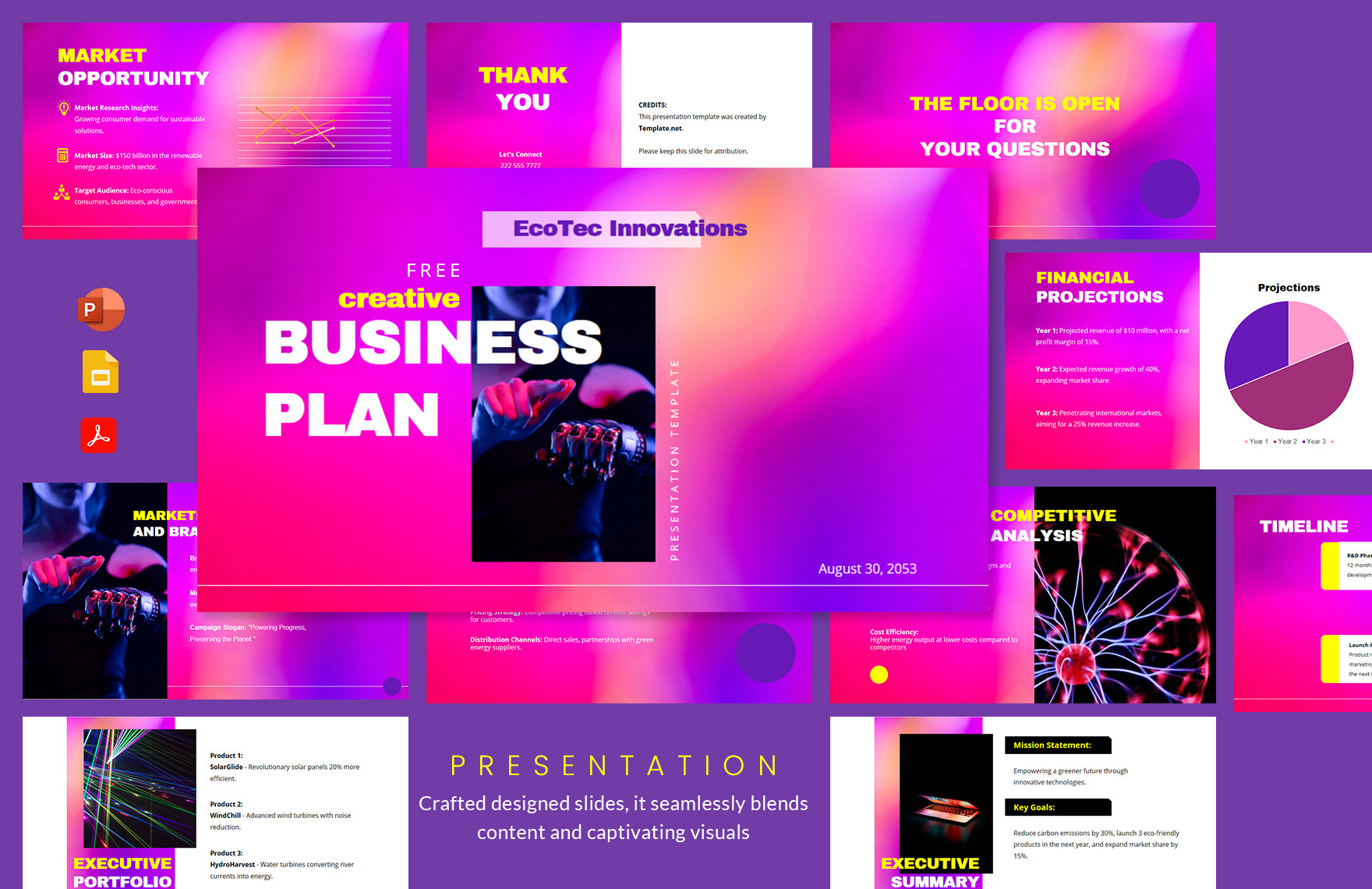 Free Creative Business Plan Presentation Template Download In PDF
