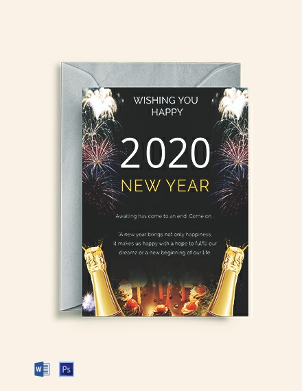 FREE New Year Greeting Card Template - Word | PSD
