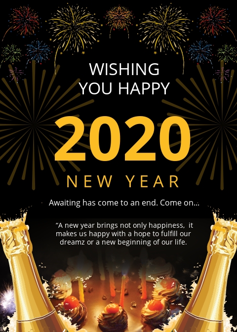 New Year Greeting Card Template Word PSD Template