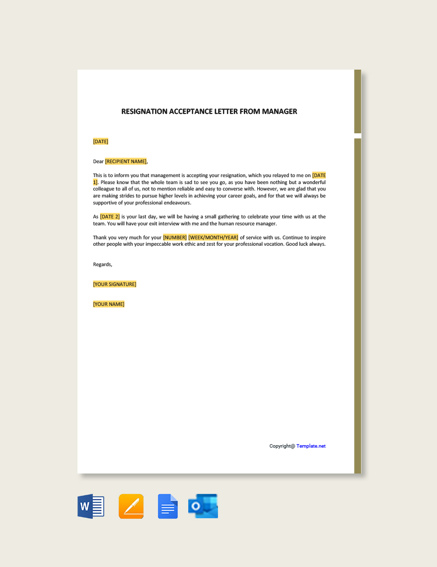 FREE Resignation Acceptance Letter Templates Examples Edit Online