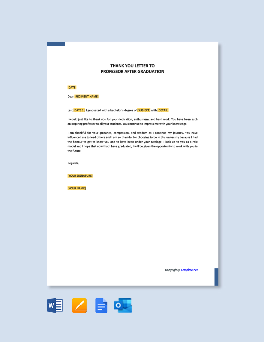 Free Thank You Letter To Professor After Graduation Download In Word
