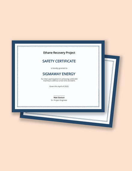 Editable Safety Training Certificate Template - Google Docs ...