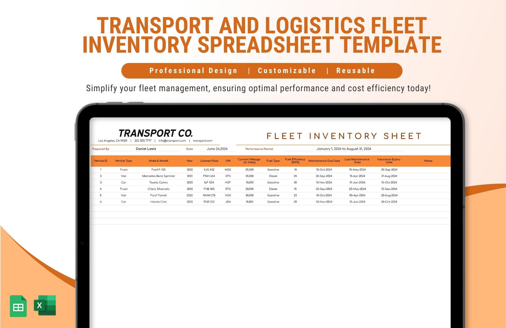 Editable Transportation Templates In Excel To Download