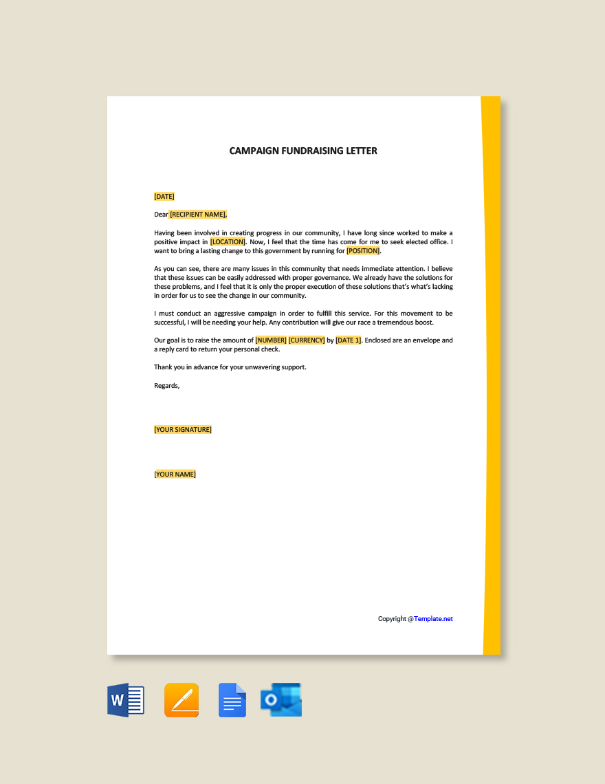 FREE Fundraising Letter Template Download In Word Google Docs PDF
