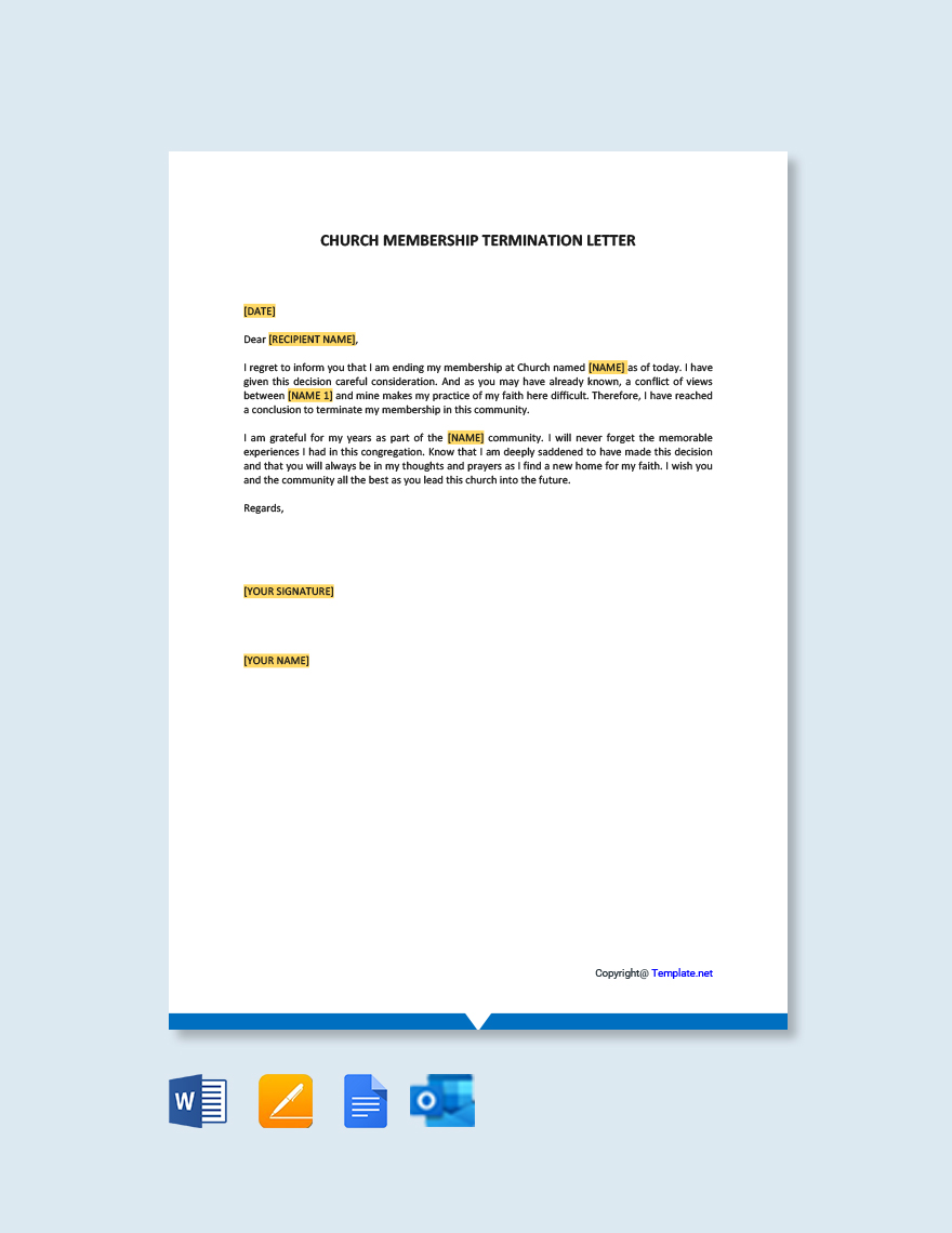 Free Church Membership Termination Letter Download In Word Google 