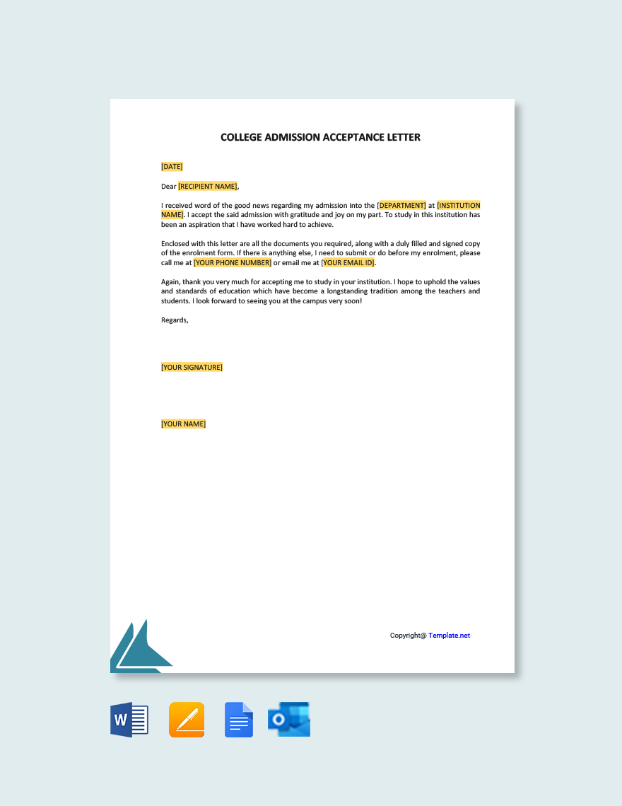 Admission Letter PDF Templates Free Download Template