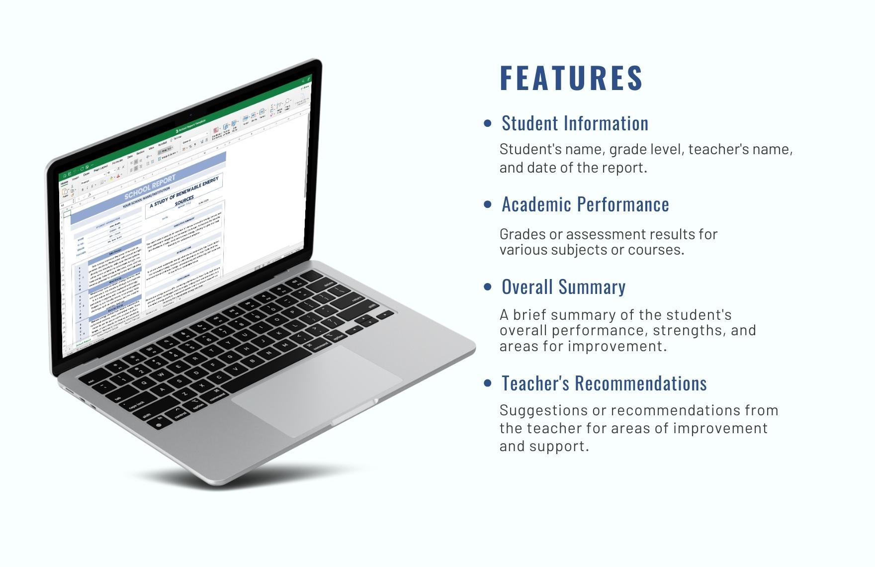 Free School Report Template - Download in Excel, Google Sheets ...