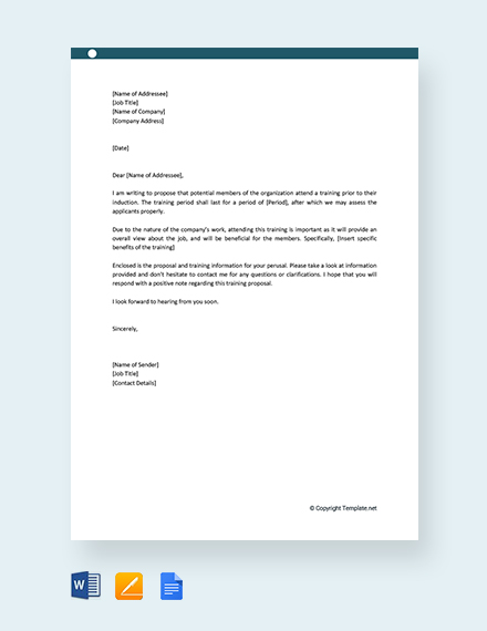 Free Sample Letter For Training Re Master Template