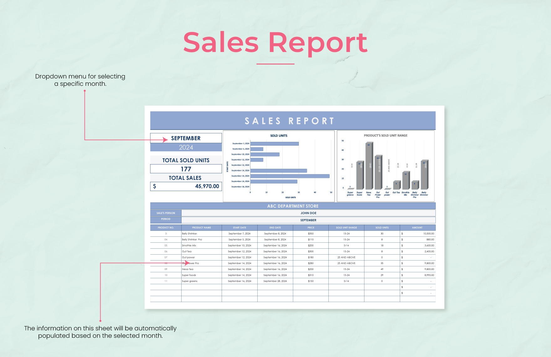 Sales Report Template - Download in Excel, Google Sheets | Template.net
