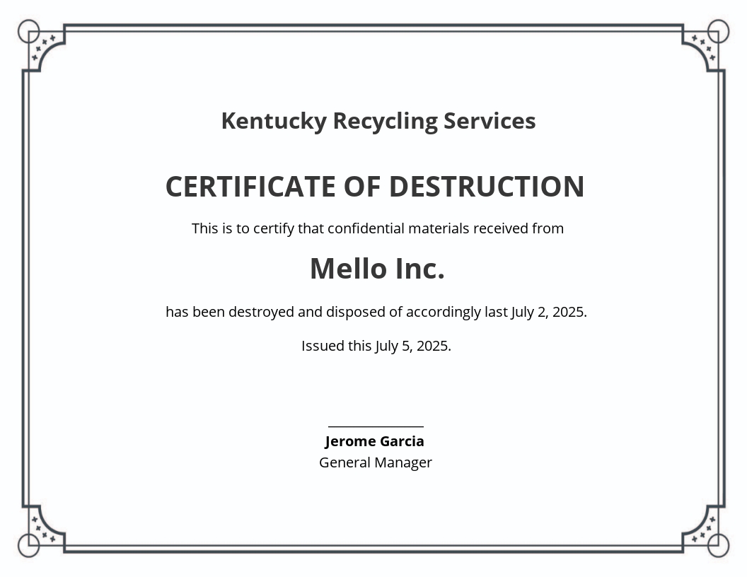 Document Destruction Certificate Template at Theresa Chapa blog