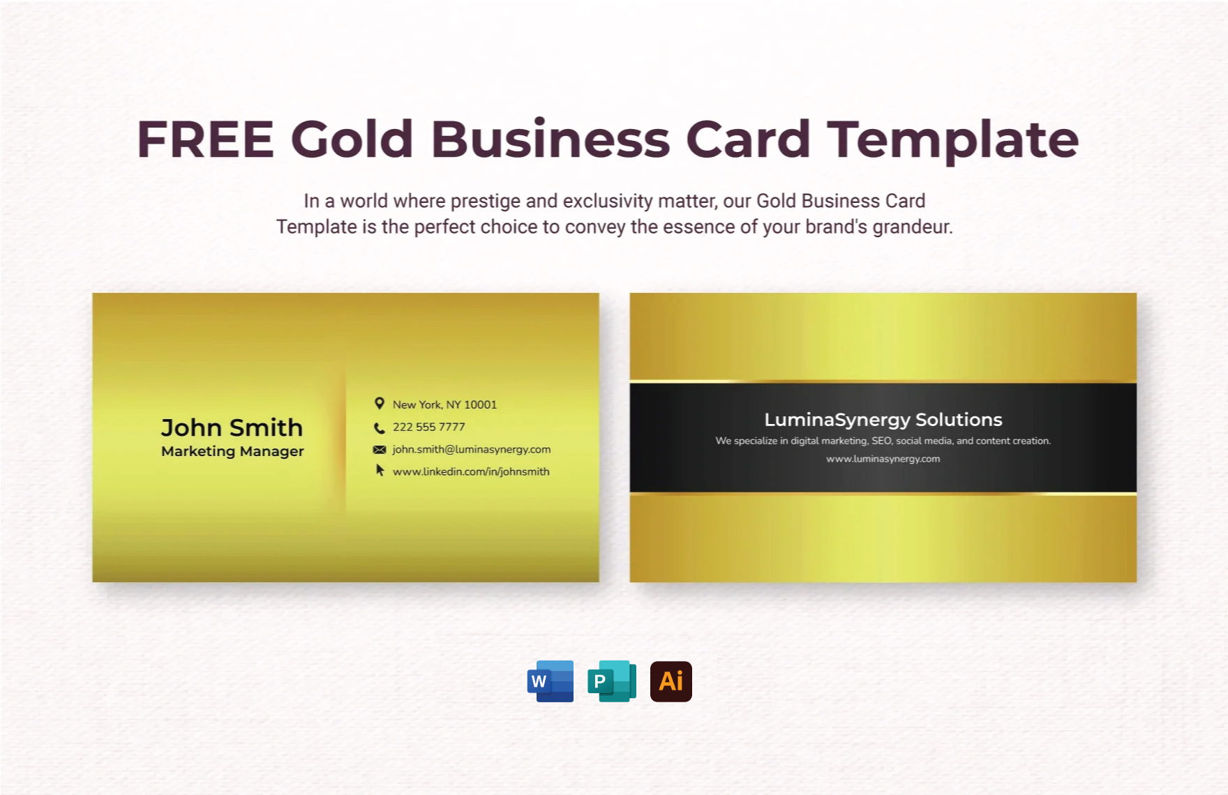 Free Gold Business Card Template Download In Word Illustrator