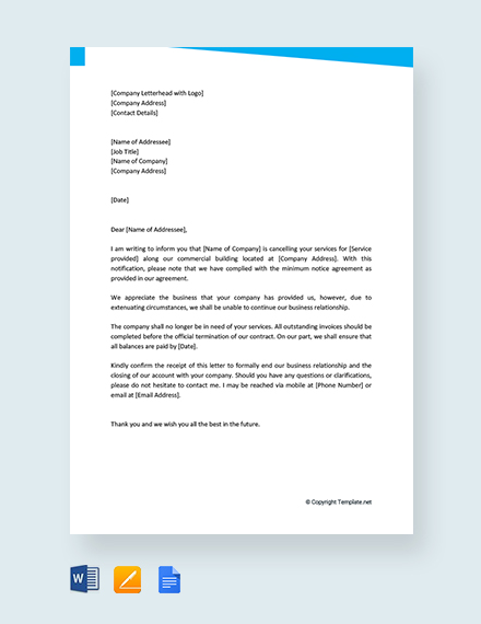 FREE Ending A Business Relationship Letter Template Word Google 