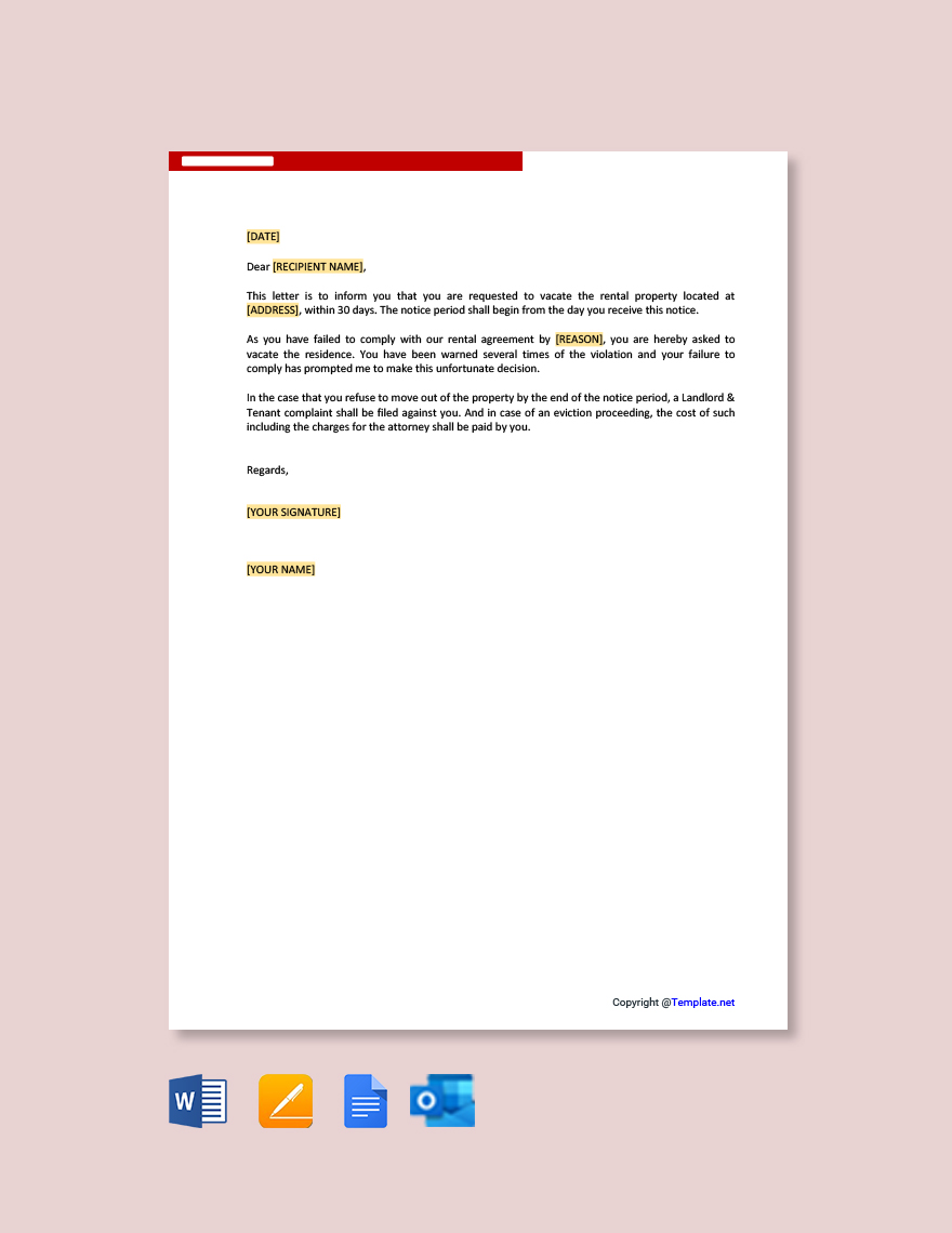 30 Day Notice To Vacate Letter To Roommate Download In Word Google Docs PDF Apple Pages 