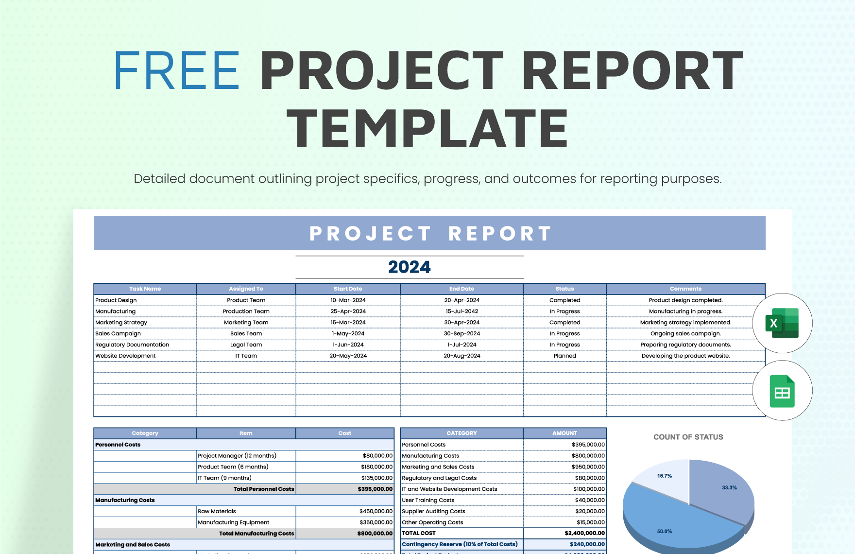 Project Report Template In Excel FREE Download Template